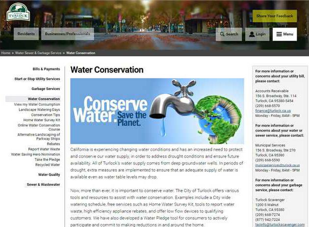 City of Turlocks water conservation programs, services and incentives ...