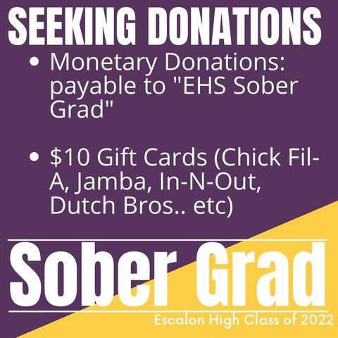 Sober Grad Seeking Additional Donations - Escalon Times