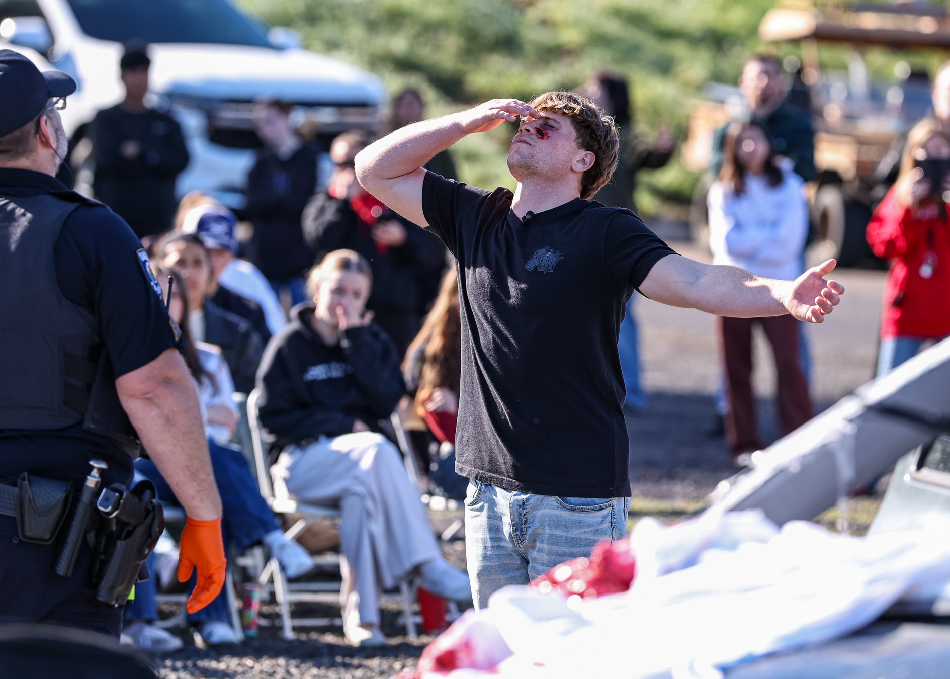 Mock crash scene drives home sobering statistics - Oakdale Leader